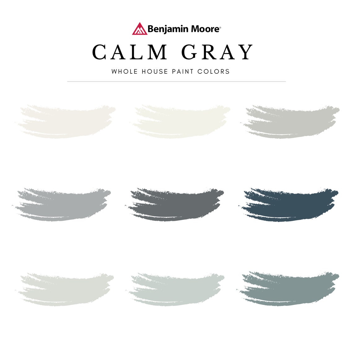 Benjamin Moore Calm Gray Color Palette: Whole House Paint Scheme ...