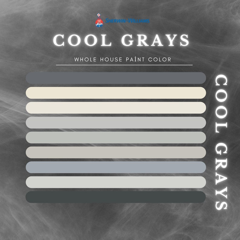 2025, Sherwin Williams Cool Grays Paint Palette for a Modern Home ...