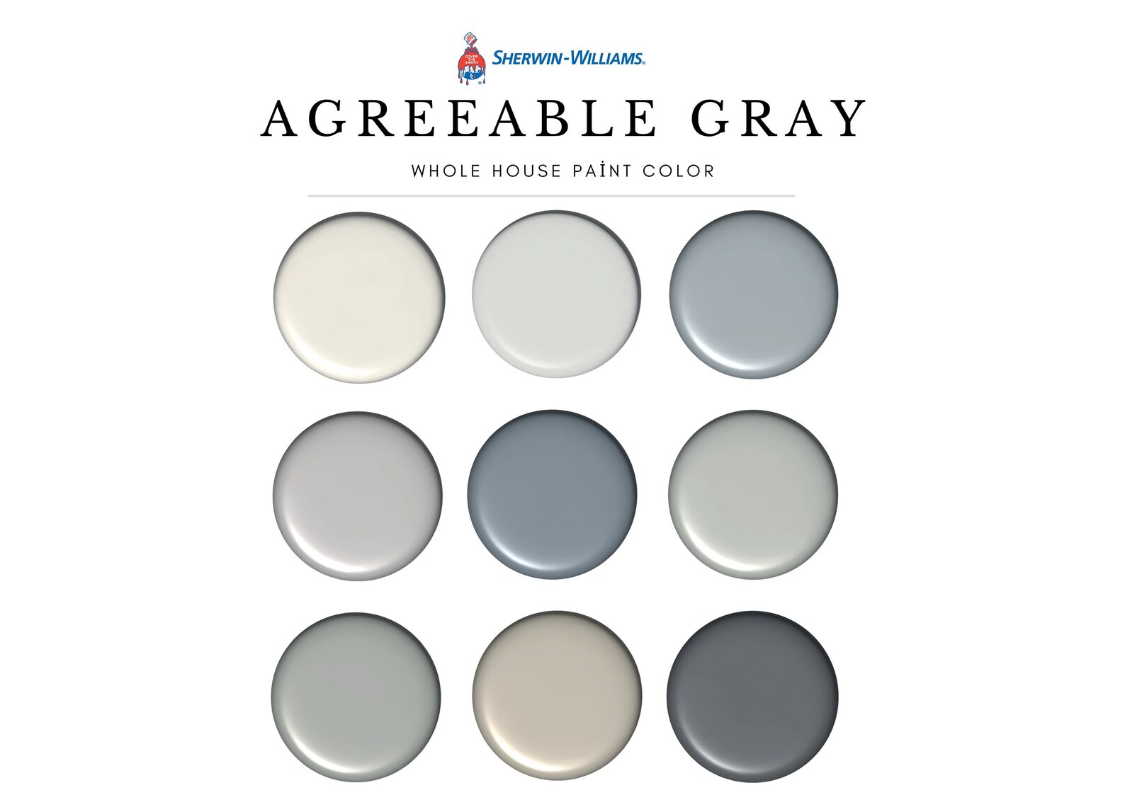 Agreeable Gray Color Palette Sherwin Williams Gray Kitchen - Etsy