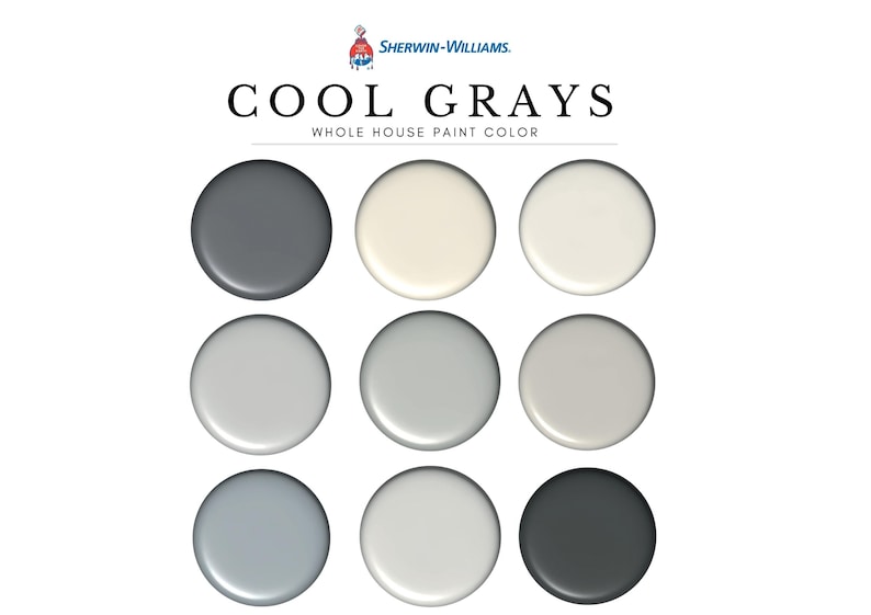 Sherwin Williams Cool Grays Home Paint Palette, Schéma de couleurs gris ...