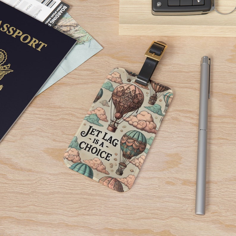 Luggage Tag, Jet Lag is a Choice, Travel Essentials, Vintage Hot Air ...