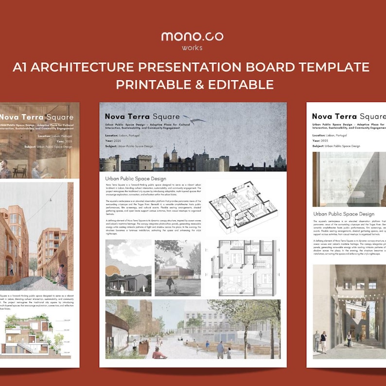 A1 Architecture Presentation Board | 3 Minimalist Templates | Canva ...