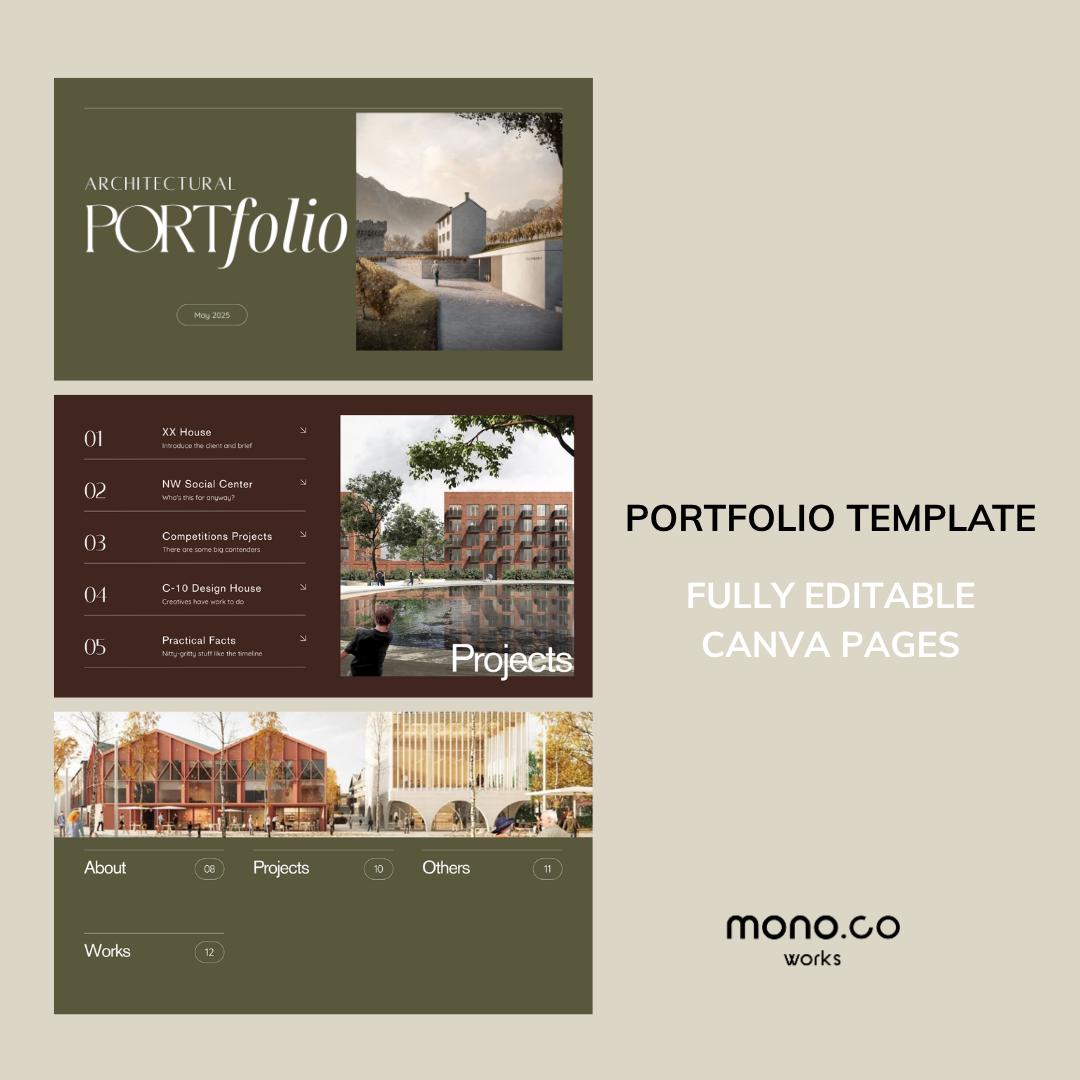 Architecture Portfolio Template | Fully Editable Canva Portfolio ...
