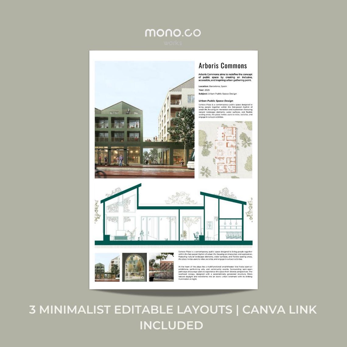 Minimalist A1 Presentation Board | Architecture Portfolio Templates - Etsy