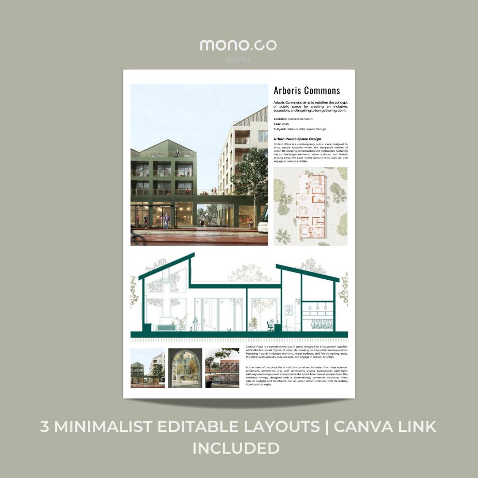Minimalist A1 Presentation Board | Architecture Portfolio Templates - Etsy