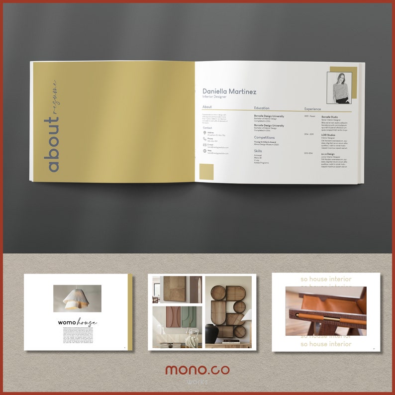 Indesign Portfolio Template Architecture | Modern Minimalist Powerpoint ...