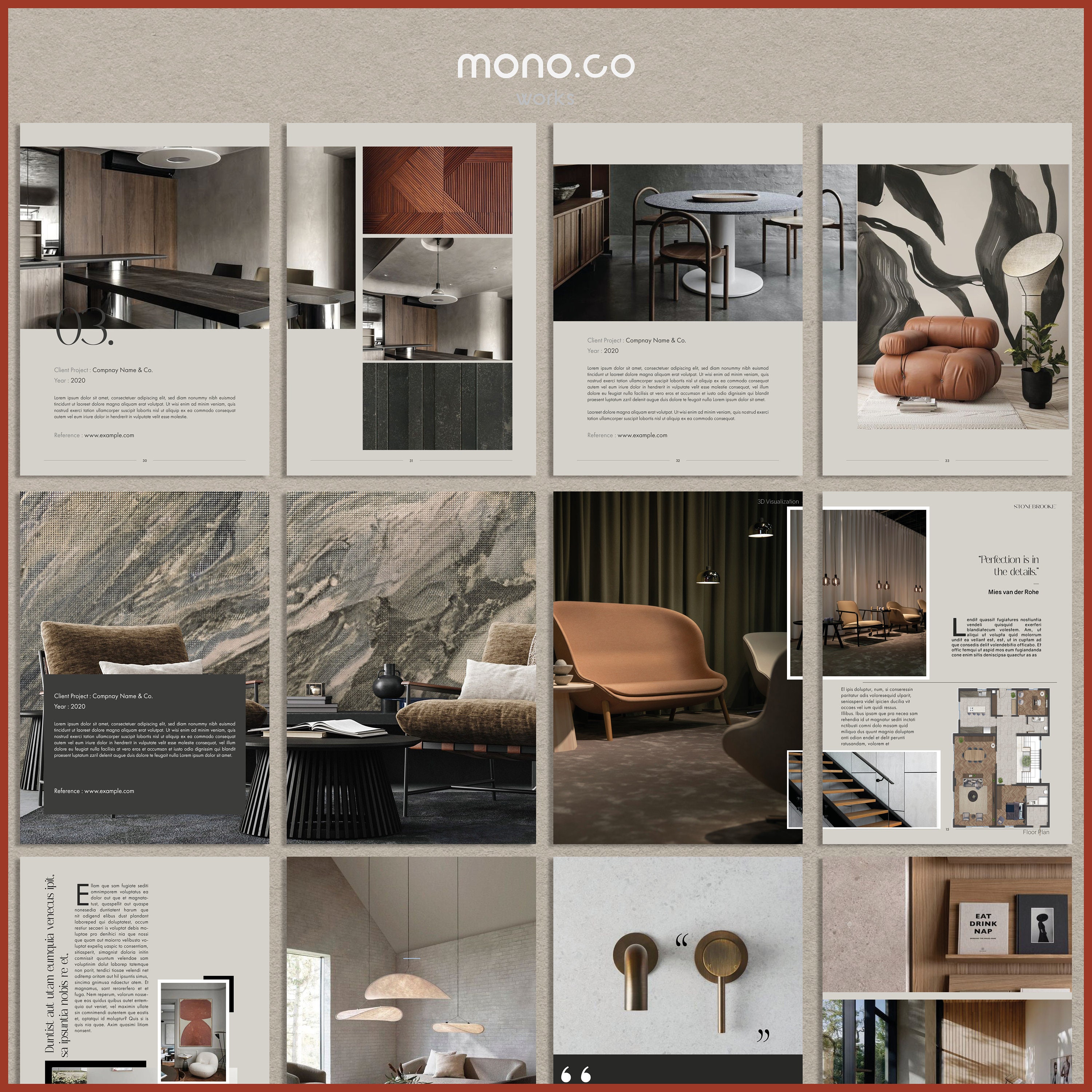Interior Design Brochure Template Portfolio Student Project Layout - A4 ...