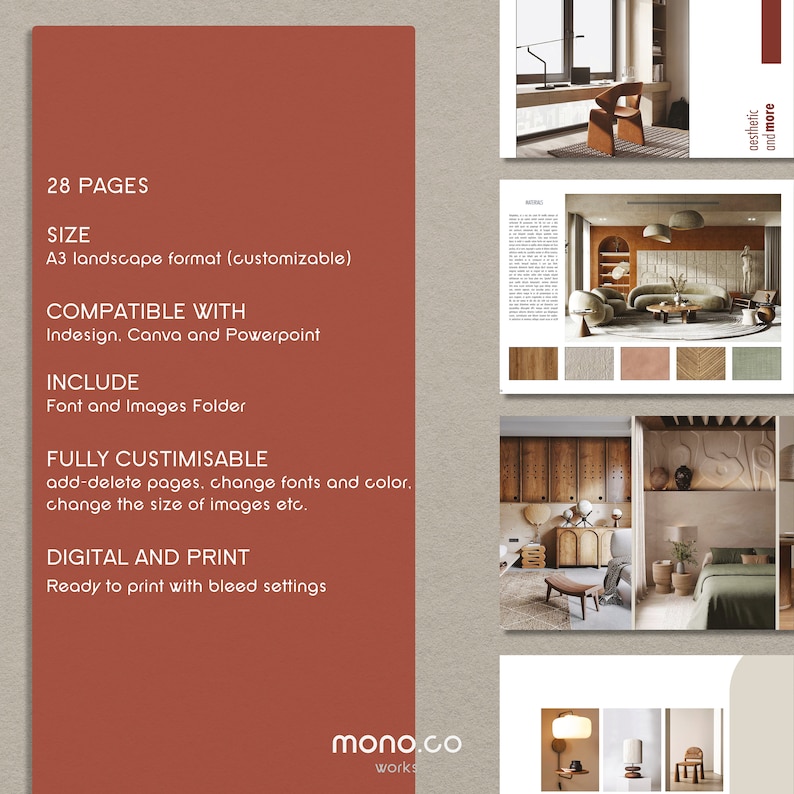 Plantilla de diseño de portafolio de diseñador de interiores, editable ...