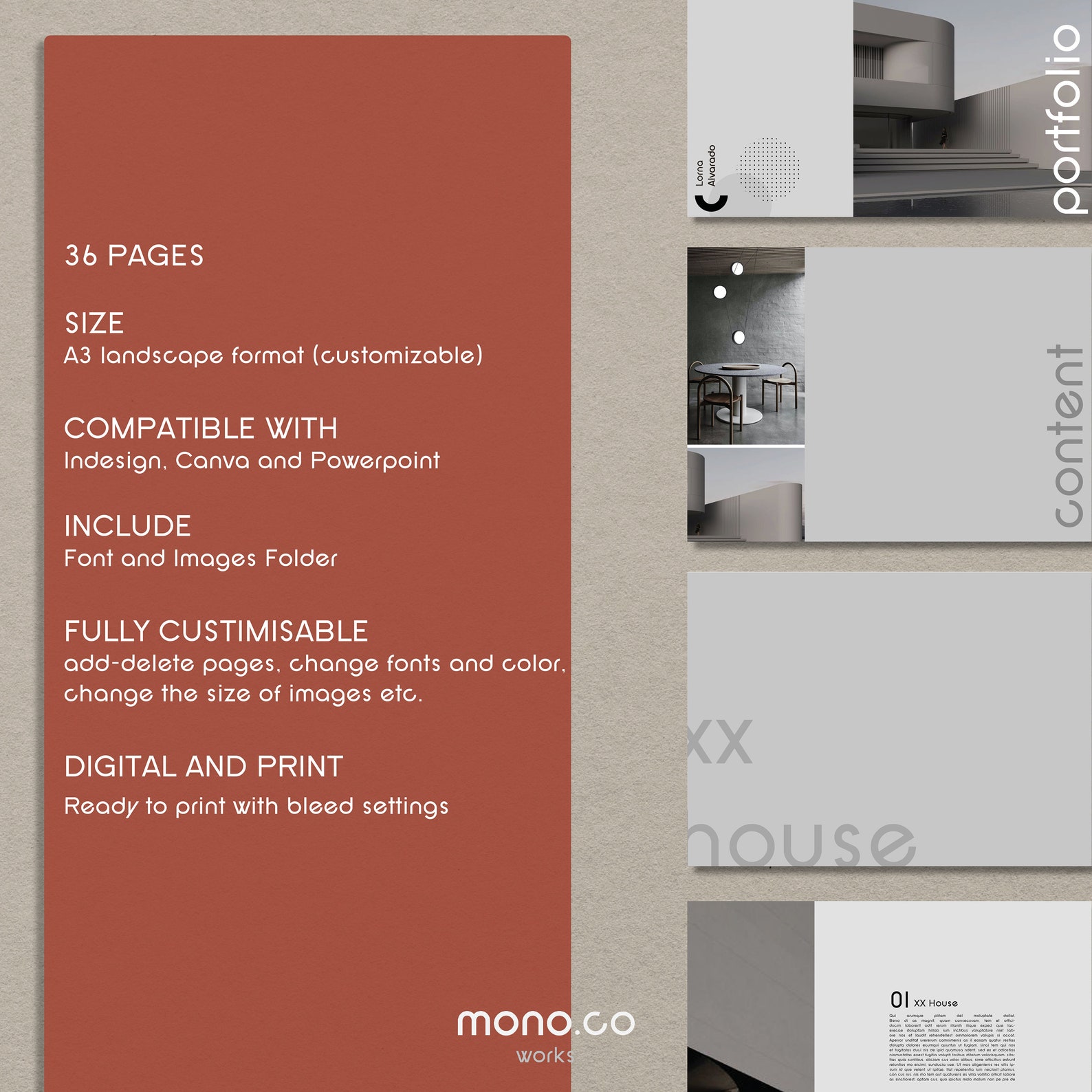 Presentation Portfolio Indesign Template A3 Landscape Interior E Design ...