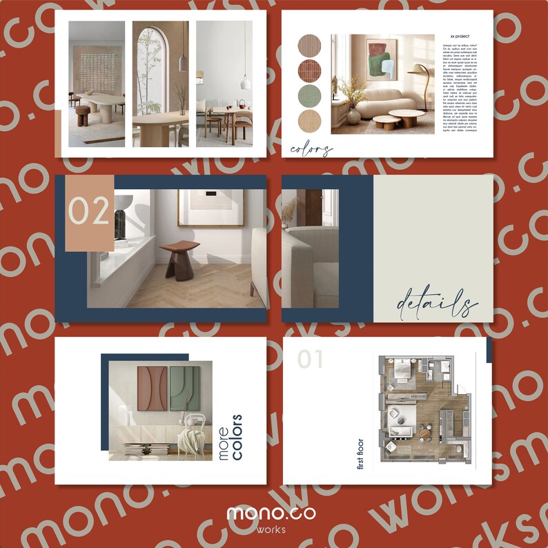 Plantilla de portafolio de diseñador de interiores - Diseño de folleto ...