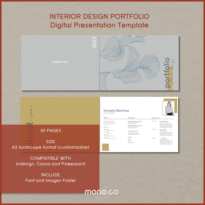 Indesign Portfolio Template Architecture | Modern Minimalist Powerpoint ...