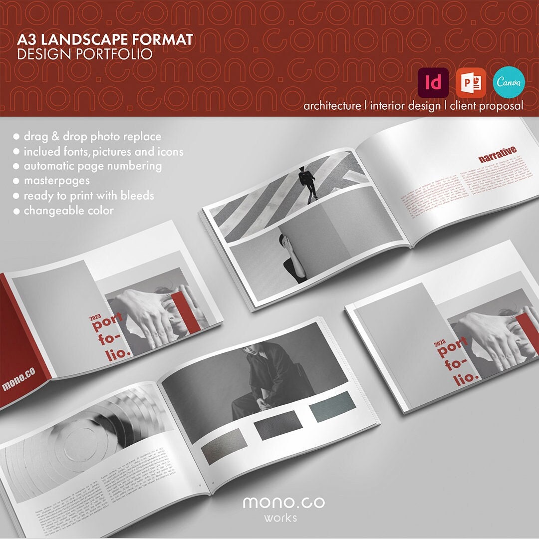 Brochure Portfolio Template A3 Landscape Format - Photo Album Ebook ...