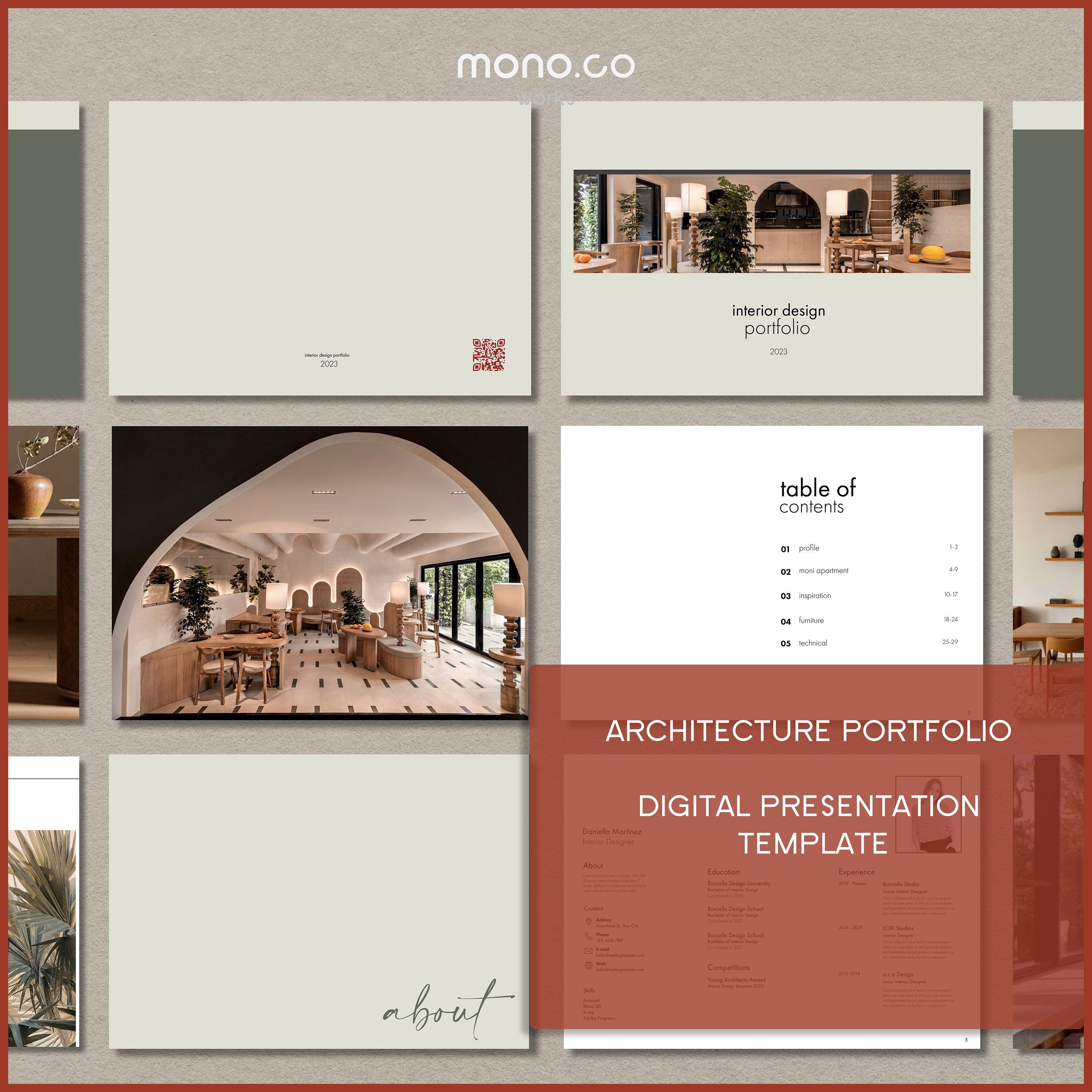 Editable Architect Portfolio Template, Minimalist Interior Design ...