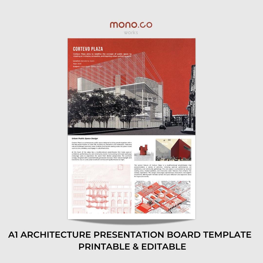 Canva A1 Presentation Board | Architecture Presentation Templates - Etsy
