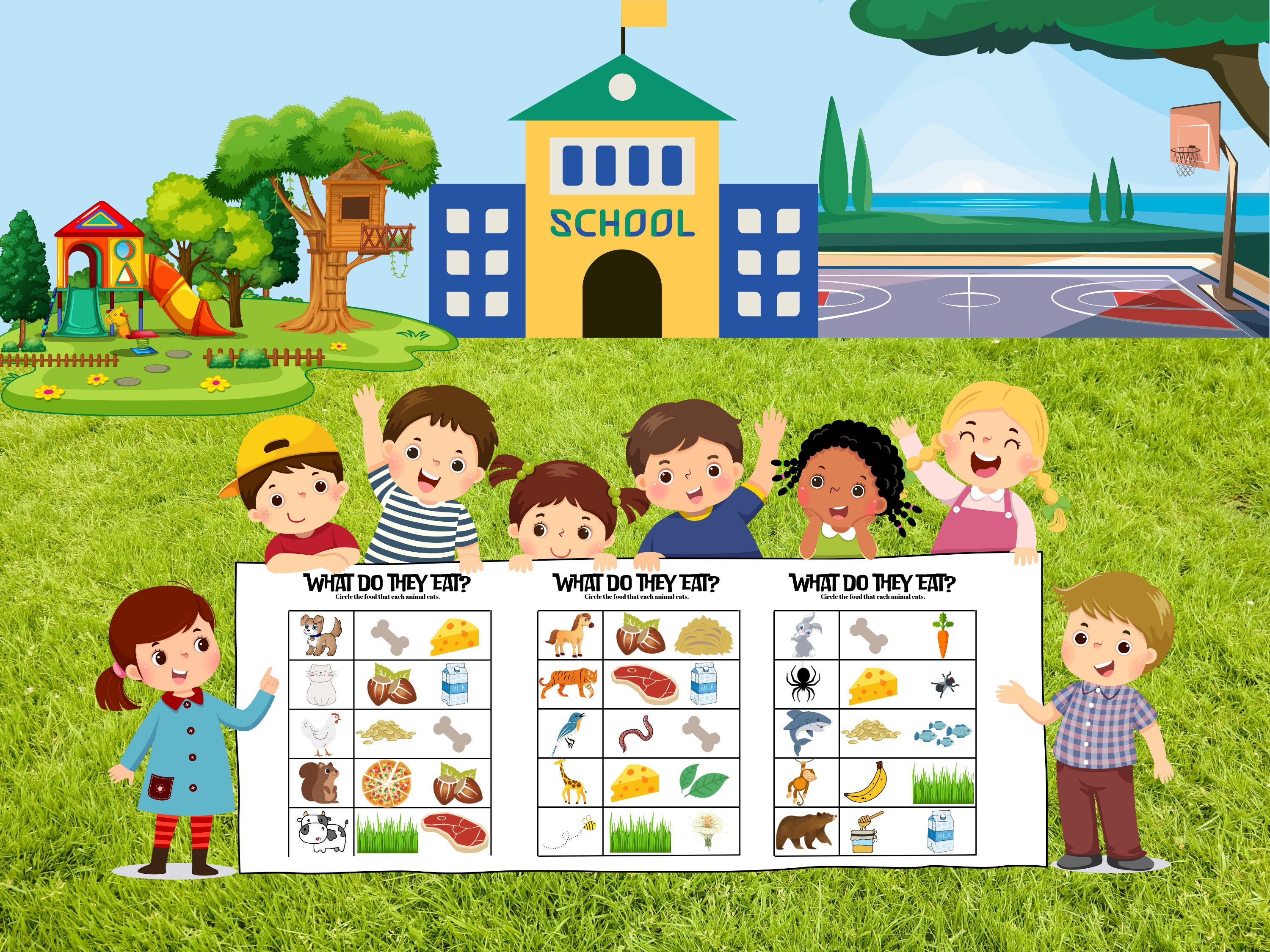 Interactive Animal-food Matching Game Printable Ideal for - Etsy