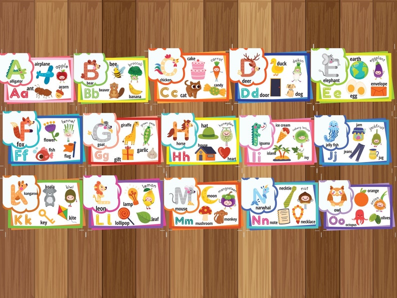 Kindergarten Alphabet Flash Cards ABC Cards Learning - Etsy