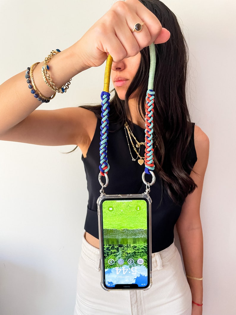 Saxe Blue Orange Green Macrame Custom Phone Hanger/phone - Etsy