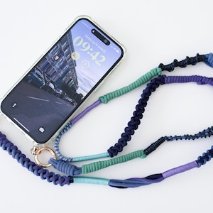 Handmade Macrame Phone Crossbody Strap Set: Blue Purple Lanyard - Etsy