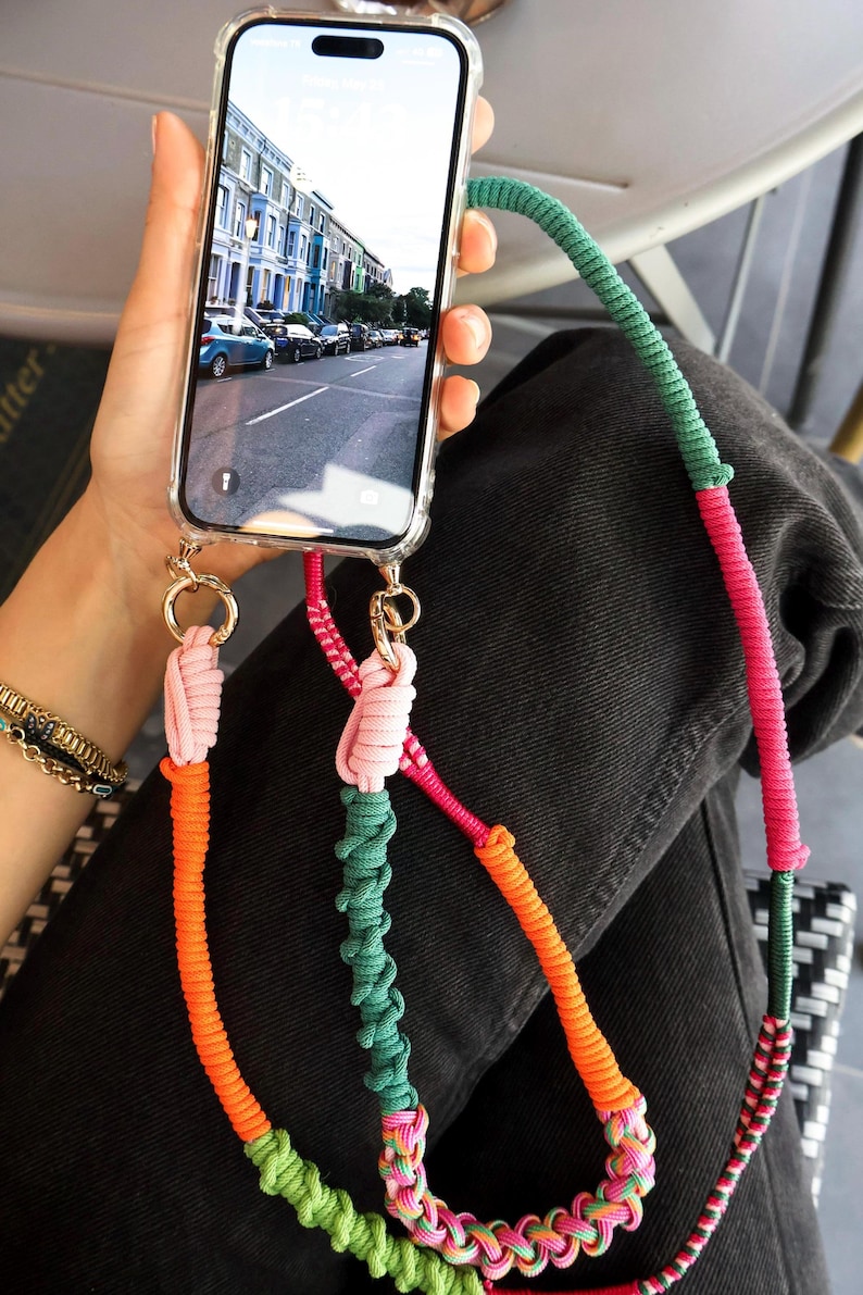 Phone Crossbody Strap Pink-green-orange - Macrame Custom Lanyard for ...
