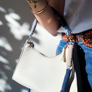 Two Piece Crossbody Purse Strap - Unique Blue Grey Bag Strap Set - Etsy