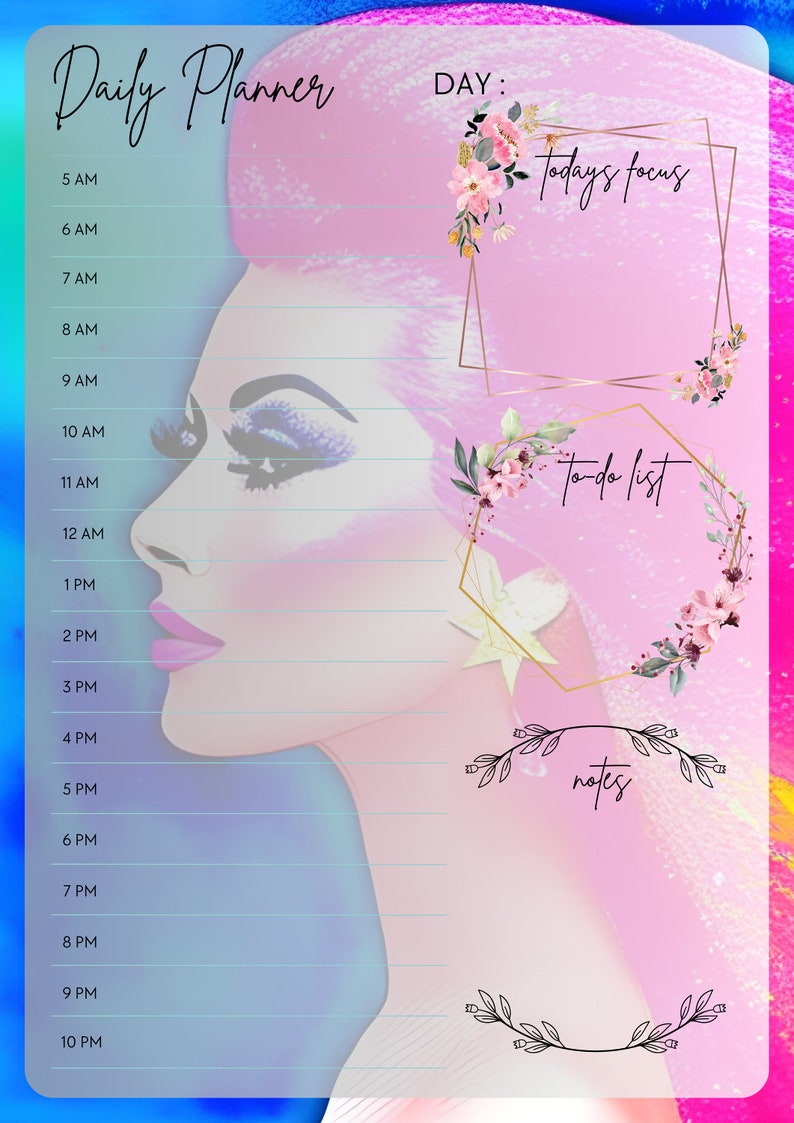 Women Pink Daily Planner Printable - Etsy