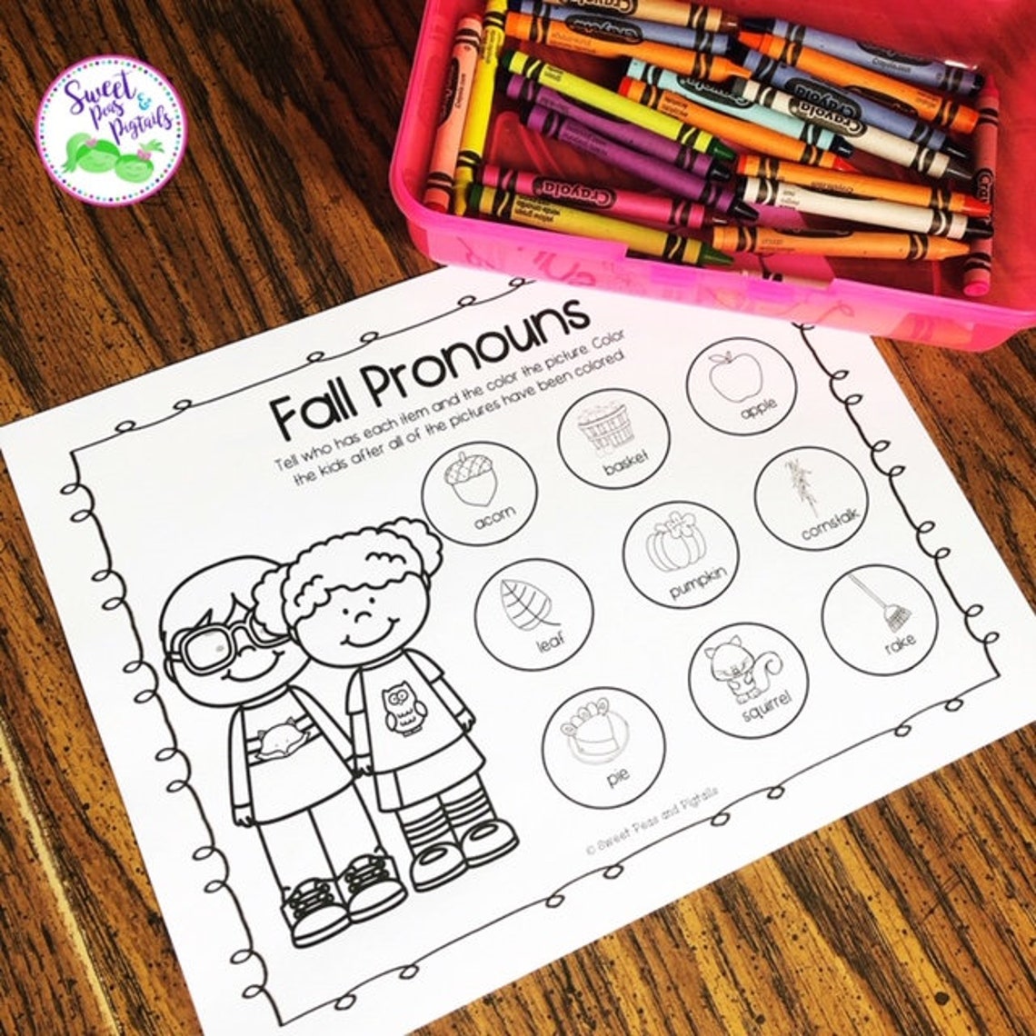 Pronoun Smash Mats and Coloring Sheets | Fall Themed | Printable Speech ...