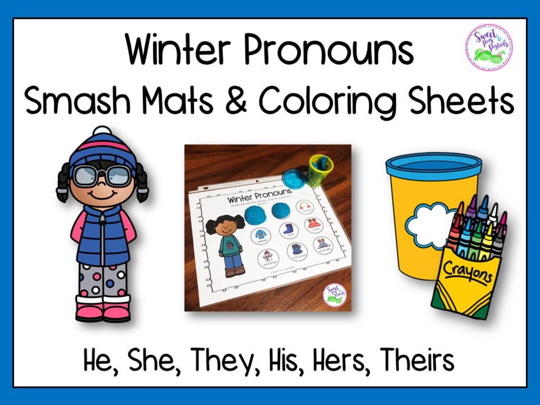 Pronoun Smash Mats and Coloring Sheets | Winter Themed | Printable ...