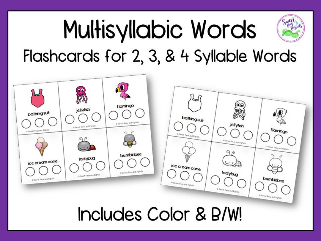 Multisyllabic Words Flashcards | 2, 3, 4 Syllable Words | Printable ...
