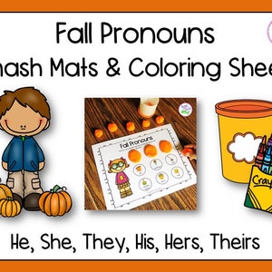 Pronoun Smash Mats and Coloring Sheets | Fall Themed | Printable Speech ...