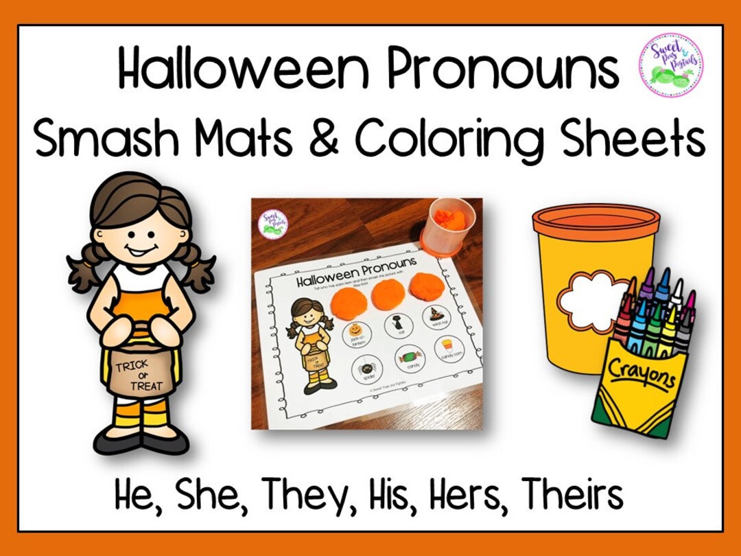 Pronoun Smash Mats and Coloring Sheets | Halloween Themed | Printable ...