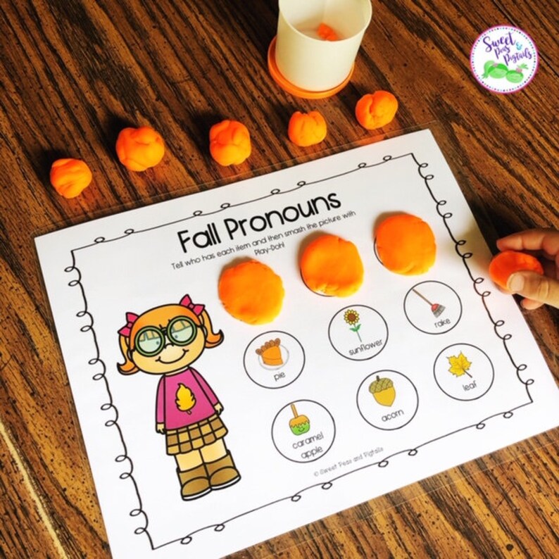 Pronoun Smash Mats and Coloring Sheets | Fall Themed | Printable Speech ...