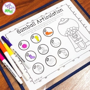 No Prep Gumball Articulation Coloring Sheets | Early and Late Sounds ...