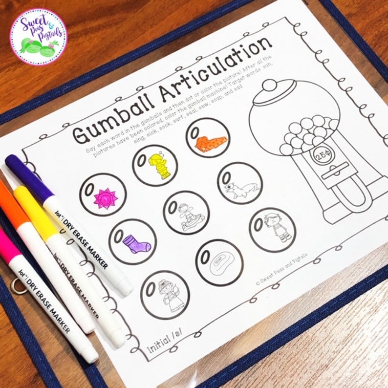 No Prep Gumball Articulation Coloring Sheets Early and Late Sounds ...