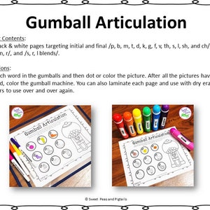 No Prep Gumball Articulation Coloring Sheets | Early and Late Sounds ...
