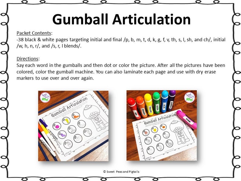No Prep Gumball Articulation Coloring Sheets | Early and Late Sounds ...