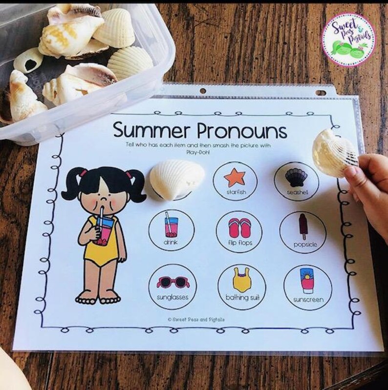 Pronoun Smash Mats and Coloring Sheets | Summer Speech Therapy ...