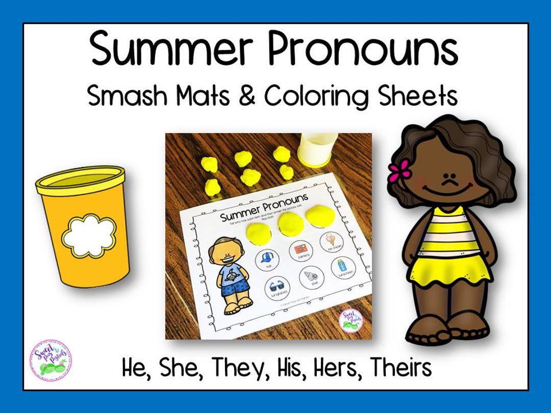 Pronoun Smash Mats and Coloring Sheets | Summer Speech Therapy ...