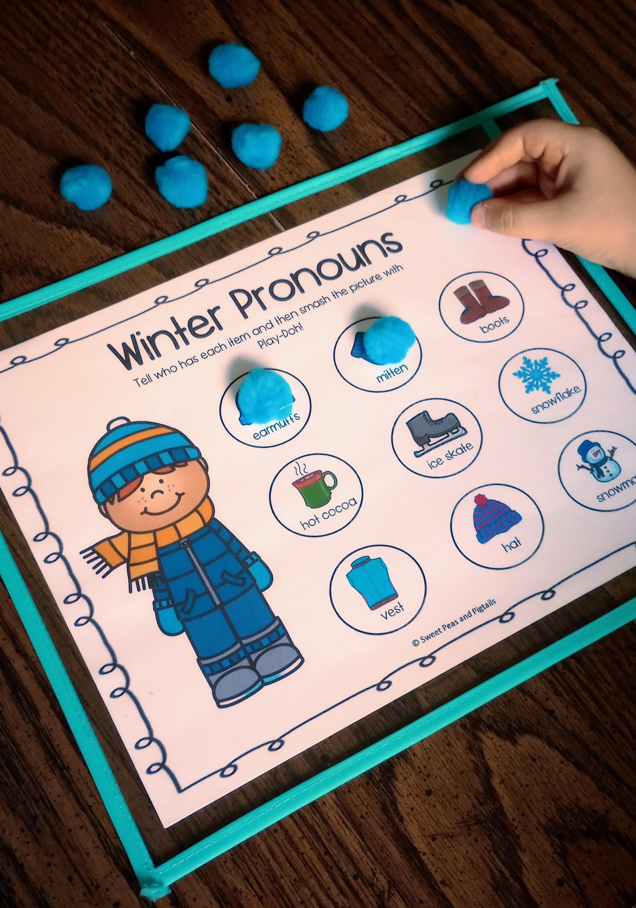 Pronoun Smash Mats and Coloring Sheets | Winter Themed | Printable ...