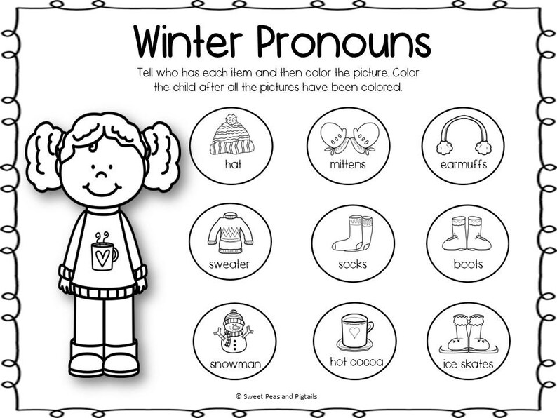 Pronoun Smash Mats and Coloring Sheets | Winter Themed | Printable ...