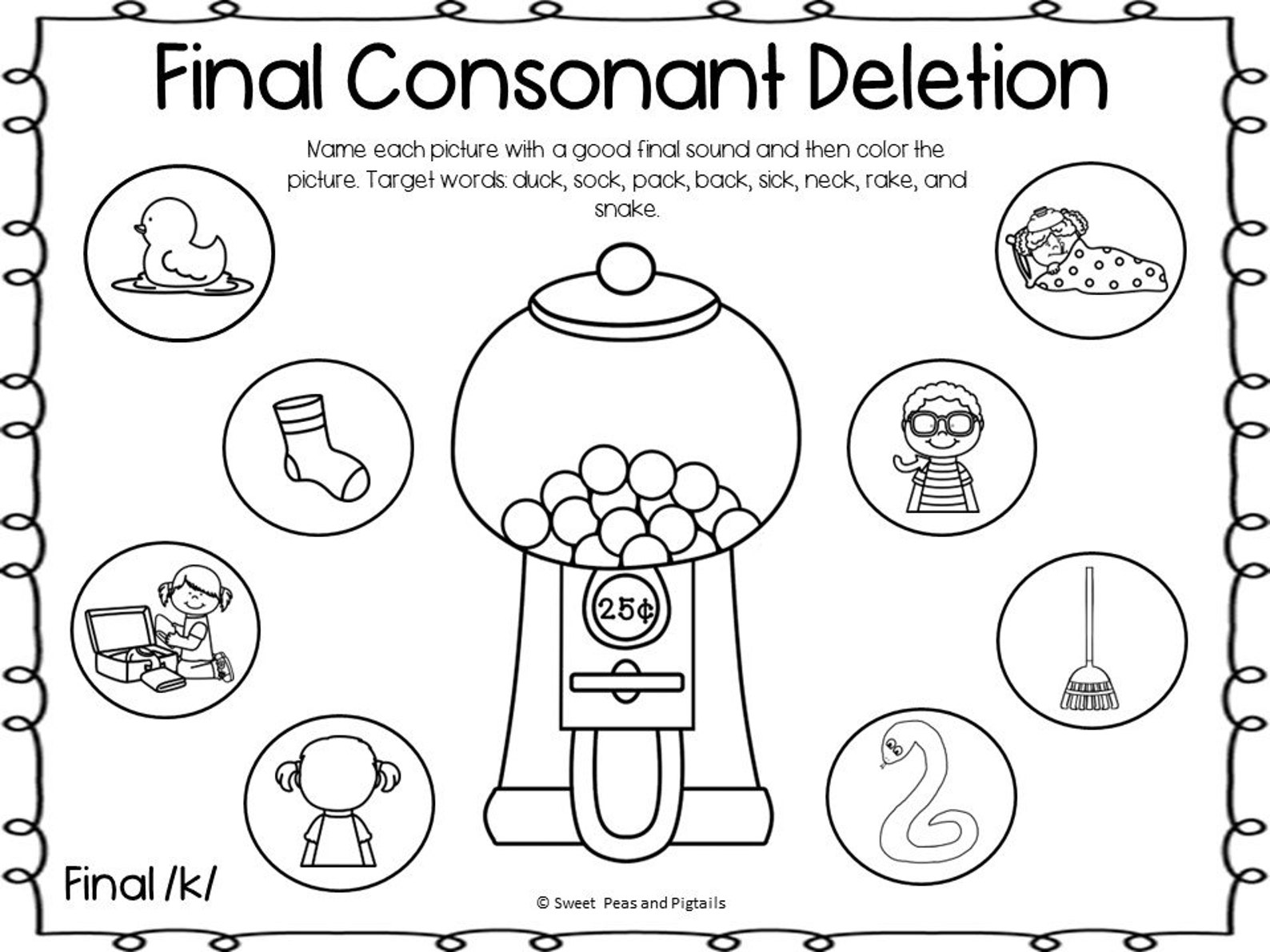 Final Consonant Deletion Smash Mats and Coloring Sheets | Speech ...
