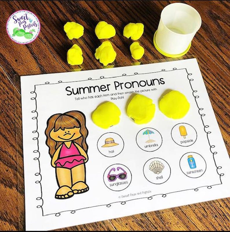 Pronoun Smash Mats and Coloring Sheets | Summer Speech Therapy ...