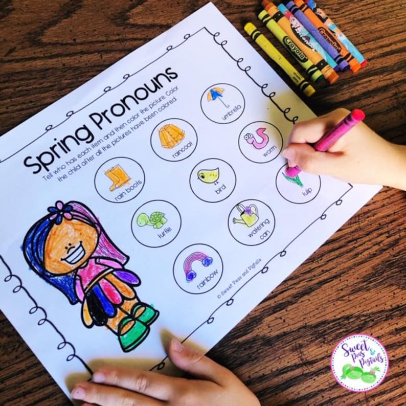 Pronoun Smash Mats and Coloring Sheets | Spring Themed | Printable ...