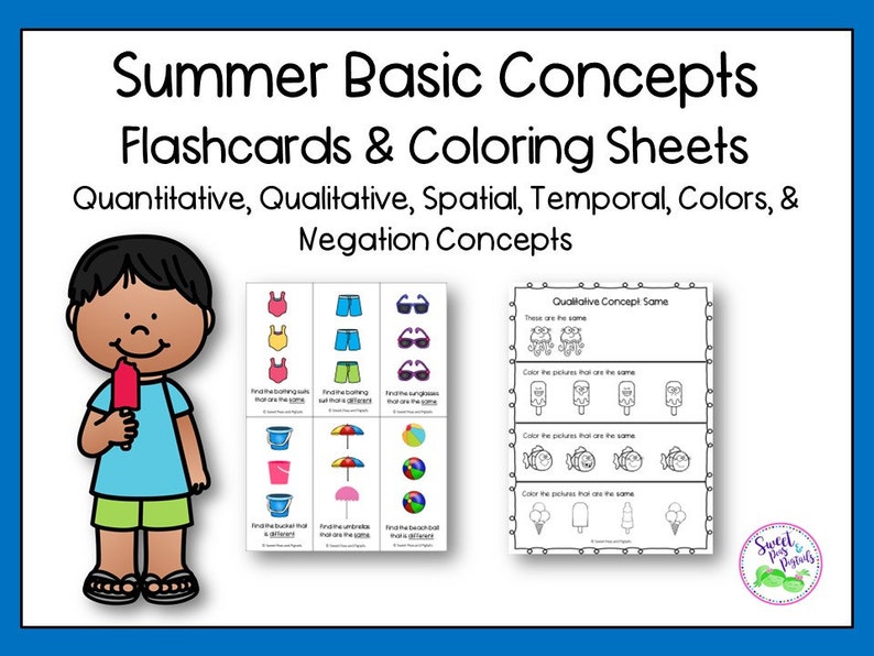 Summer Basic Concepts flashcards and Worksheets - Etsy