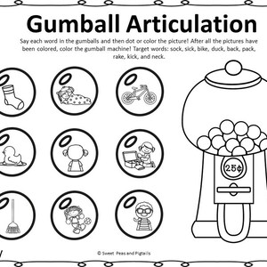 No Prep Gumball Articulation Coloring Sheets | Early and Late Sounds ...