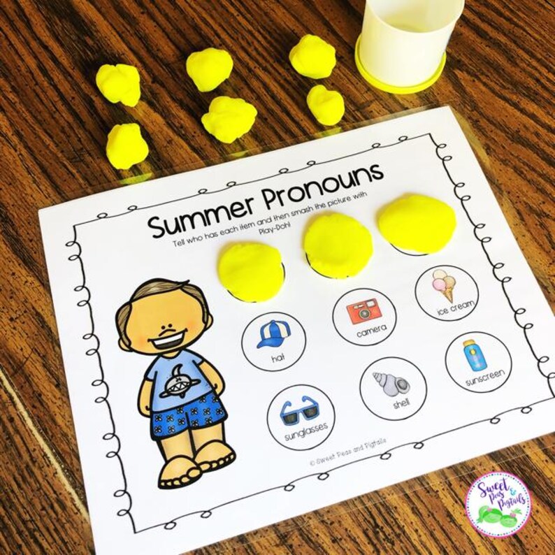 Pronoun Smash Mats and Coloring Sheets | Summer Speech Therapy ...