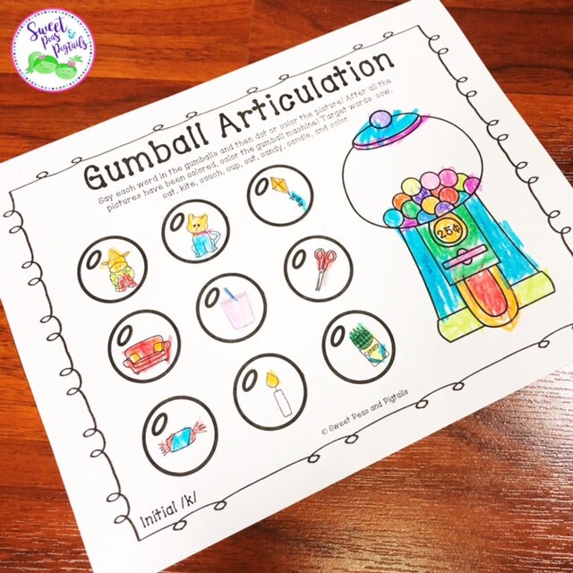 No Prep Gumball Articulation Coloring Sheets | Early and Late Sounds ...