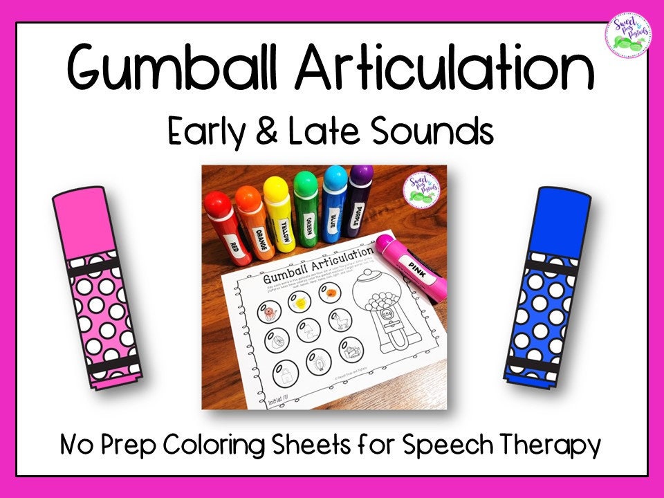 No Prep Gumball Articulation Coloring Sheets | Early and Late Sounds ...