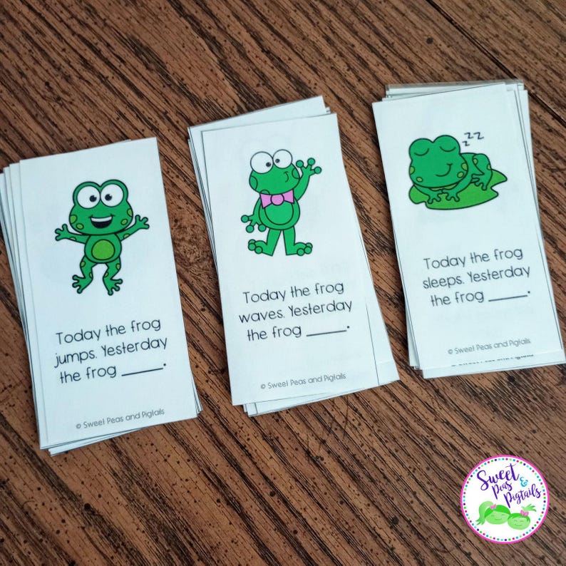 Past Tense Verbs Flashcards | Frog Themed | Regular and Irregular Tense ...