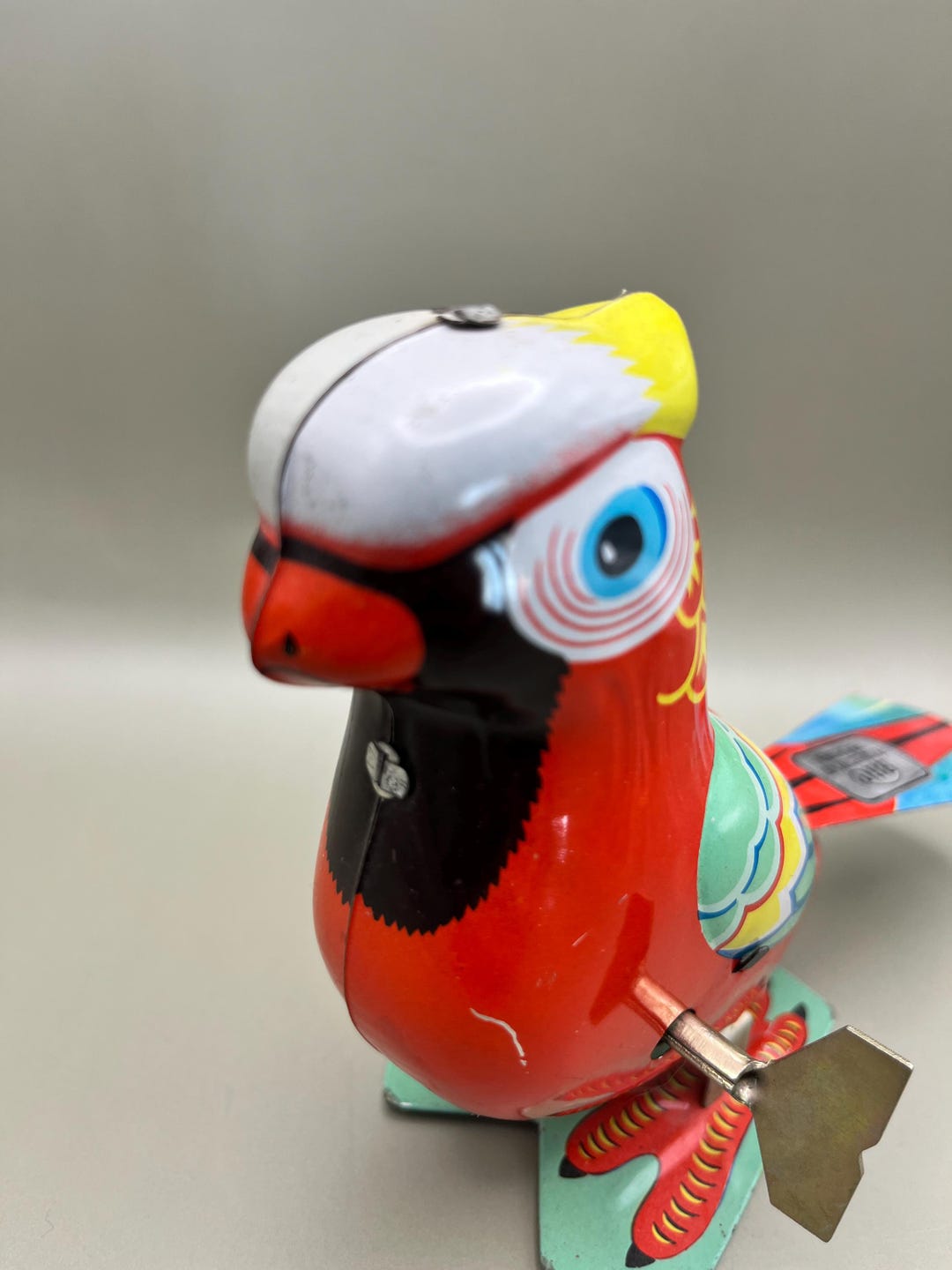 1960's Tin Litho Wind-up Clockwork Parrot Bird Toy B. Shackman Wind up ...