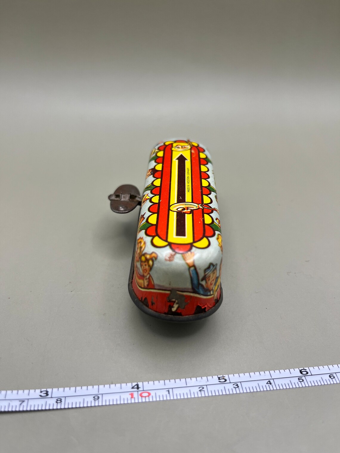 Antique 1950s Tin Wind up Toy Car Carnival Bus Made in Germany Yellow ...